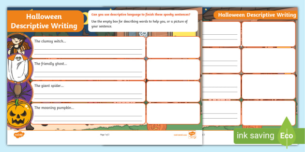 Halloween Descriptive Writing Worksheets (teacher made)