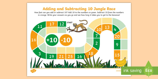 Addition and Subtraction Jungle Race Worksheet / Worksheet