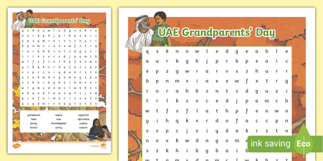 UAE Grandparents Day Word Search (teacher made)