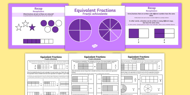 Equivalent Fractions PowerPoint with Worksheet / Activity Sheets