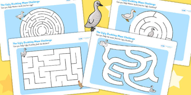 The Ugly Duckling Differentiated Maze Worksheet / Worksheet Pack
