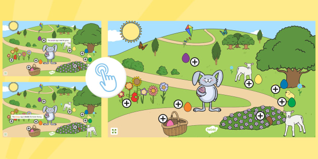 Easter Egg Hunt Prepositions Hotspots | Twinkl Go!