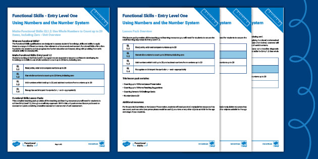 Maths Functional Skills EL 1 Lesson 2: Counting to 20