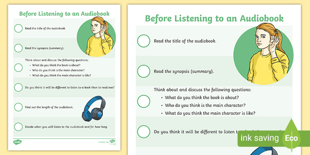 Before Listening to an Audiobook Checklist (teacher made)