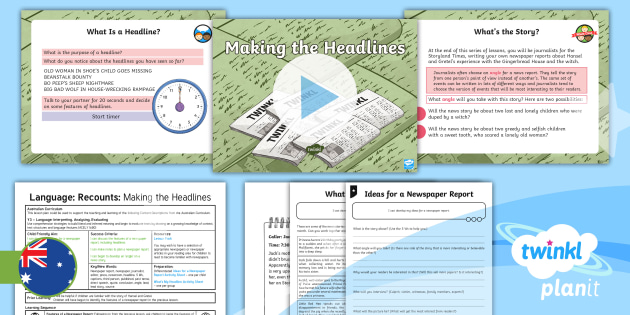 Hansel & Gretel Recounts | Writing Headlines Lesson Plan