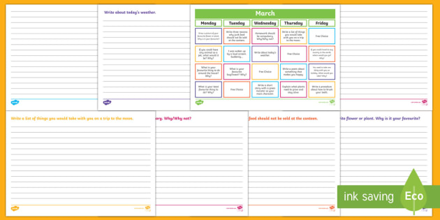 March Writing Prompts Display Calendar (teacher made)