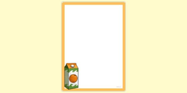 FREE! - Carton of Orange Juice Page Border | Page Borders | Twinkl