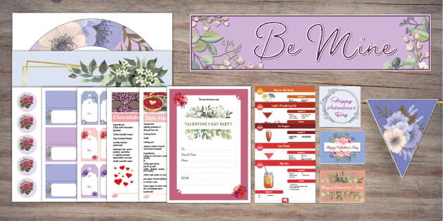 Party Pack - Floral Valentine Printables | Twinkl Party