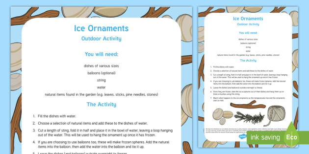 Ice Ornaments Outdoor Activity (teacher made)