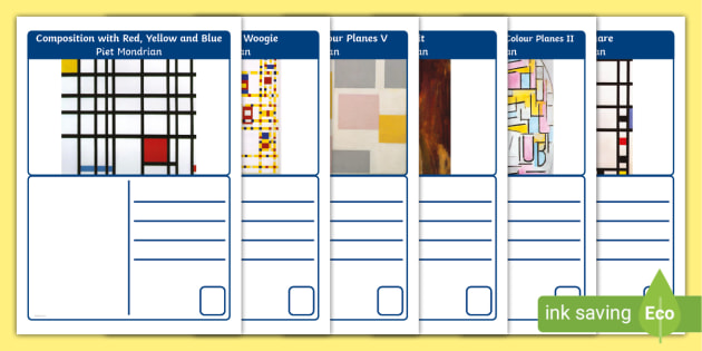 FREE! - Piet Mondrian Postcards (teacher made)