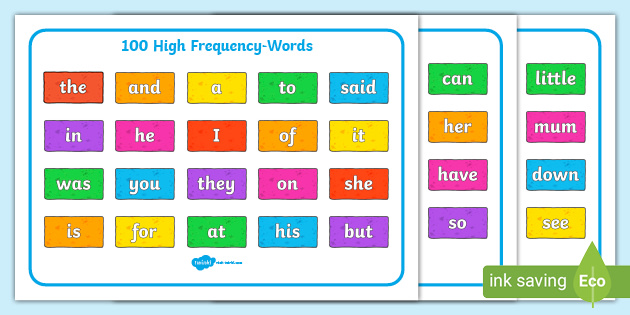 100 High Frequency Words on Multicoloured Bricks Word Mat