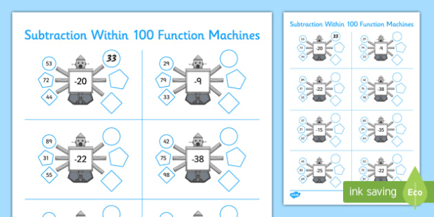 Subtraction Within 100 Function Machines (teacher made)