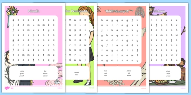 Irish Mé Féin Pack Word Search-Irish (teacher made)