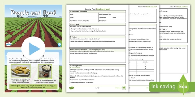 People and Food Lesson Plan and Resource Pack (teacher made)