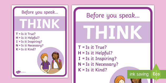 Before You Speak...Think! Poster (teacher made)