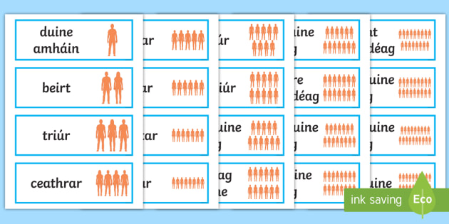 Na hUimhreacha Pearsanta Word Cards Gaeilge (teacher made)