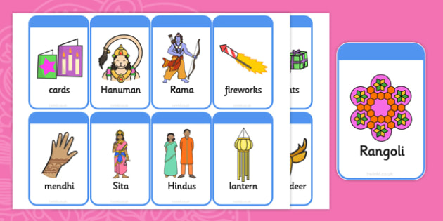 Diwali Flashcards - religion, festivals, celebrations, visual aid