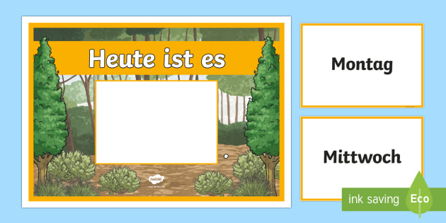 Forest-Themed Days of the Week Display Poster German