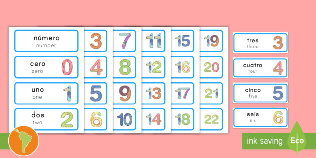 Math Number Word Cards English/Spanish - Maths Number System Word Cards