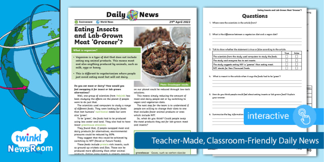 Interactive PDF: Daily NewsRoom Article -Eating Insects and Lab-Grown Meat