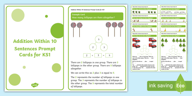 👉 Addition within 10 Stem Sentences Prompt Cards