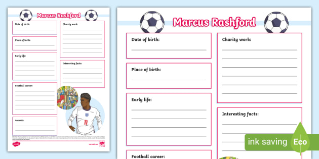* NEW * Marcus Rashford Fact File Template (teacher made)