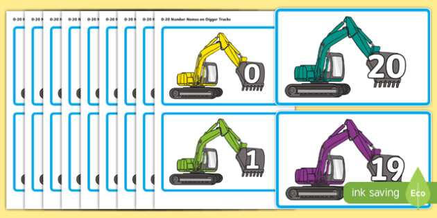 Numbers 0-20 on Digger Trucks (teacher made)