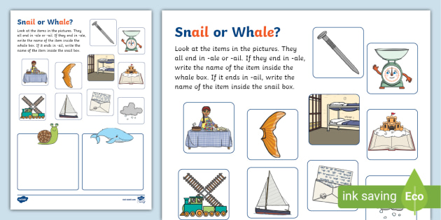 Snail or Whale? Spelling Activity (Teacher-Made)