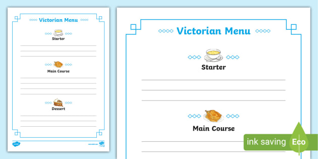 Victorian Menu Template (teacher made)
