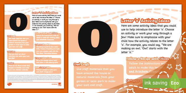Letter 'o' Activity Ideas