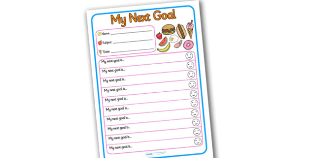 FREE! - Themed Target and Achievement Sheets Food Themed My Next Goal
