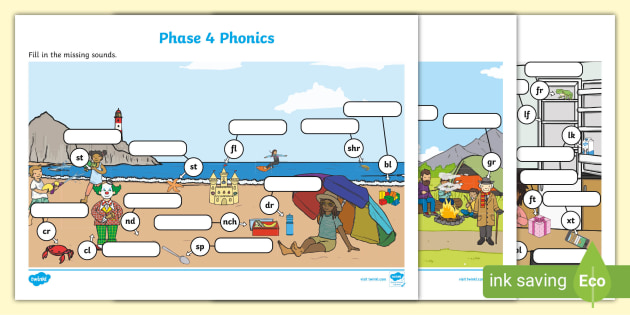 Phase 4 Phonics Picture Worksheets (teacher made)
