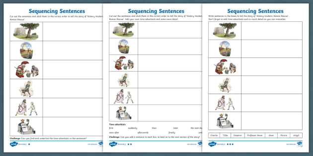 KS2 Sequencing Sentences Differentiated Worksheets (Ancient Romans Story