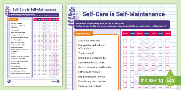 Self-Care Checklists | twinkl.com.au