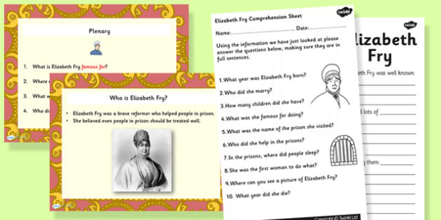 Elizabeth Fry Task Setter Powerpoint Activity Pack - task setter