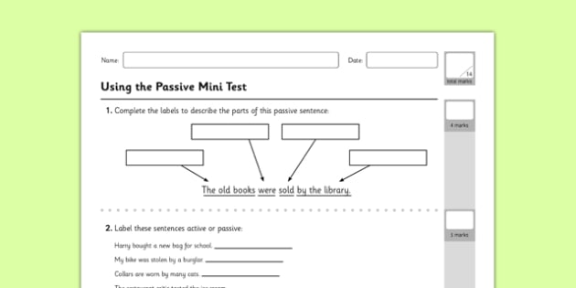 Using the Passive Test - GPS, active, voice, subject, object, use, passive