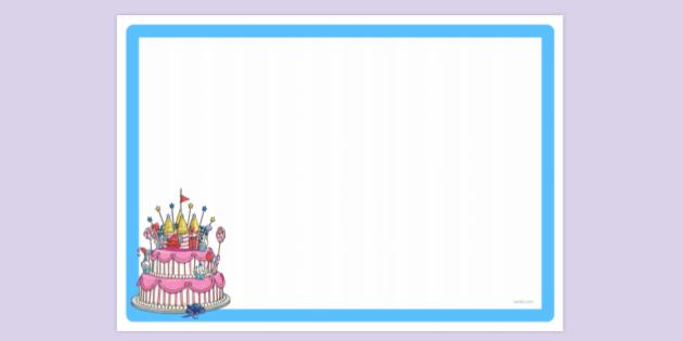 FREE! - Simple Blank Birthday Page Border Landscape | Page Borders