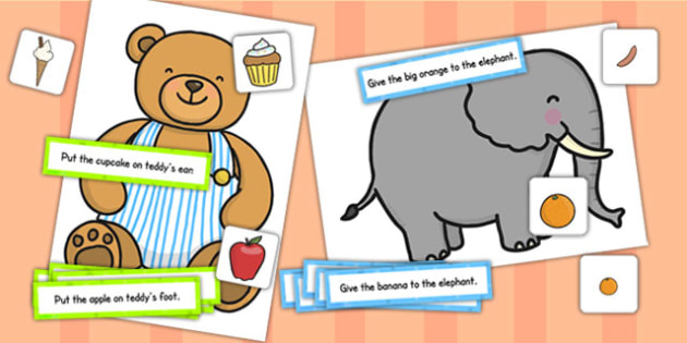 Elephant and Teddy Following Instructions Word Game 2ICW - games