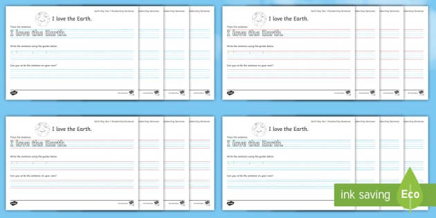 Earth Day Year 1 Handwriting Worksheet (teacher made)