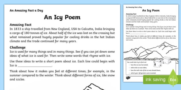 An Icy Poem Worksheet / Worksheet, worksheet (teacher made)