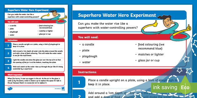 Superhero Water Hero Experiment (teacher made)