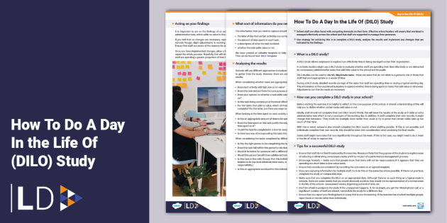 How To Do A Day In the Life Of (DILO) Study (Teacher-Made)