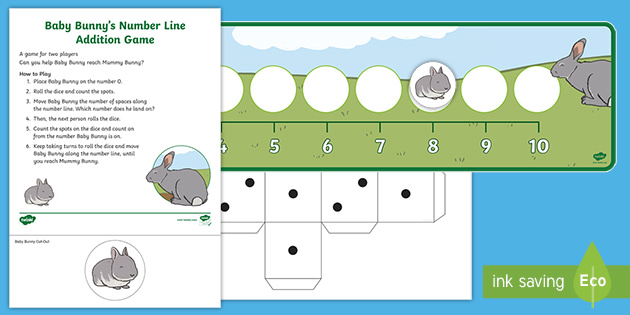 Baby Bunny's Number Line Addition Game (teacher made)