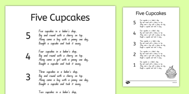 Five Cupcakes Nursery Rhyme Sheet (Teacher-Made)