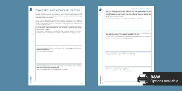 Coping with Bad News Stories Worksheet | Beyond Secondary