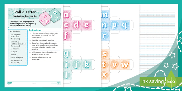 Roll a Letter: Handwriting Practice Dice (Ages 5 - 7)