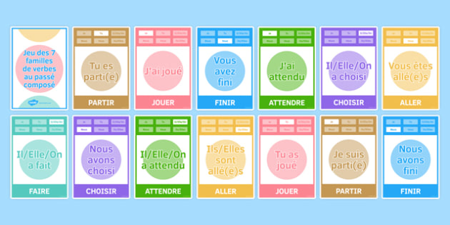 Perfect Tense Happy Families Card Game Happy Families Card Game - French