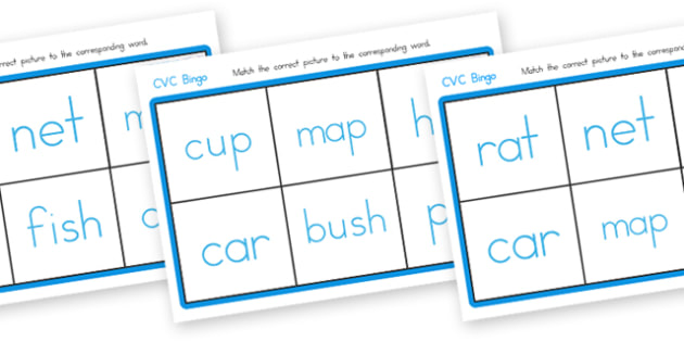 CVC Bingo Matching Card Game (teacher made)