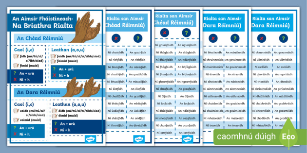 Irish Future Tense Glance Cards | An Aimsir Fháistineach