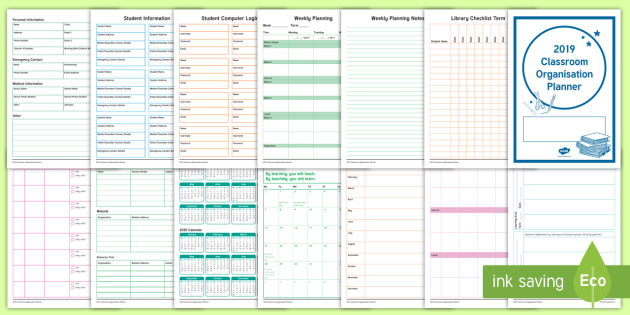 * NEW * 2019 Classroom Organisation Planner and Calendar - Scheduling